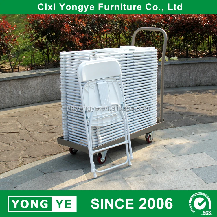 Two Rows Black Color Metal Frame Chair Carts Trolley To Carry Folding ...