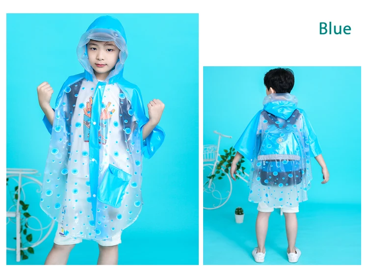 Pvc Fashion Children Boys Girls Raincoat Clear Portable Kid's Rain ...