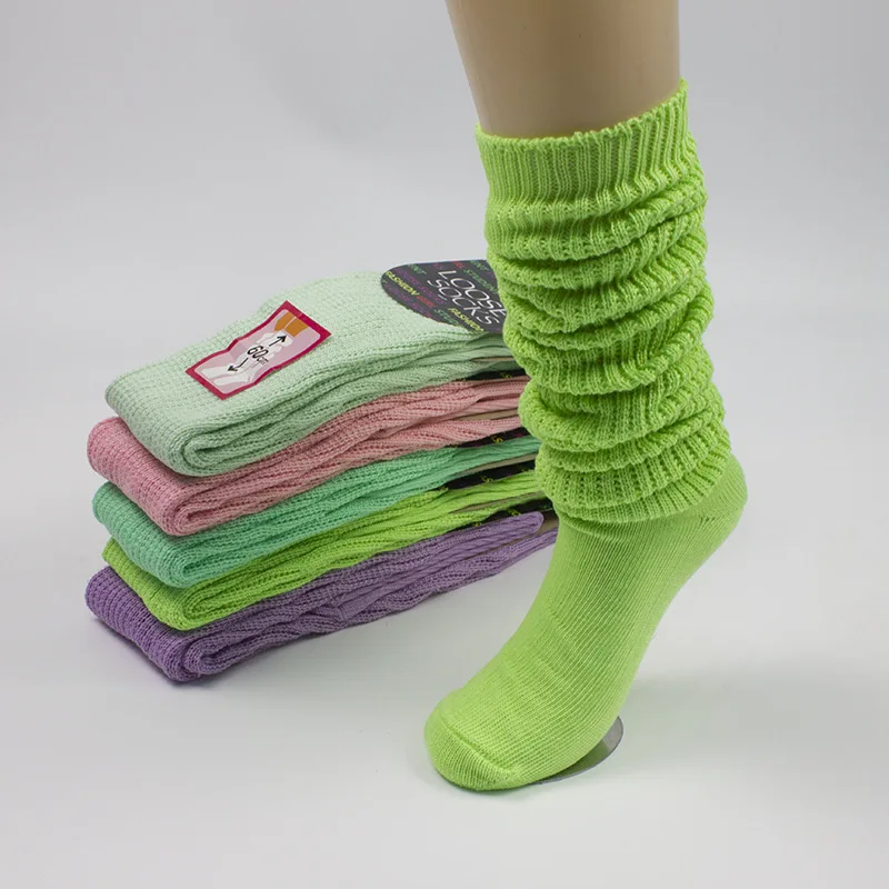 Women's Long Heavy Slouch Socks Scrunch Cotton Socks Extra Knit Loose ...