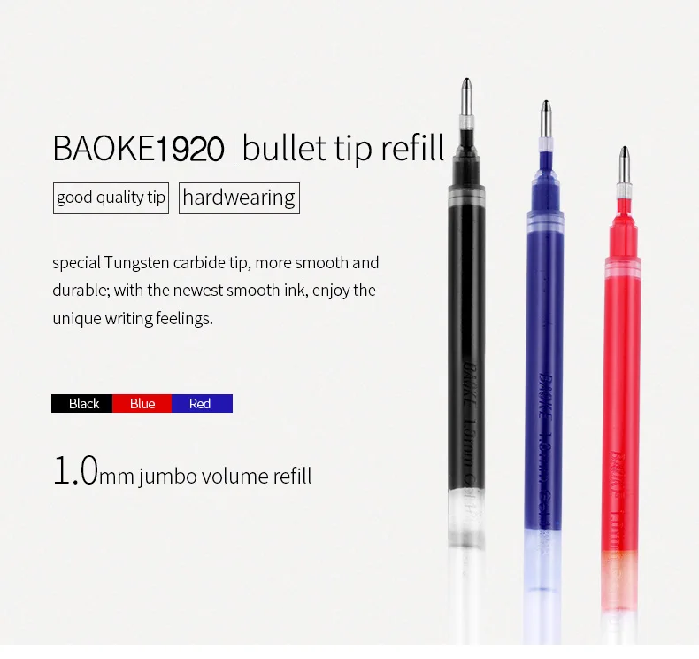 BAOKE Smooth Writing Refill 1.0mm Gel Ink Pen with Jumbo Capacity