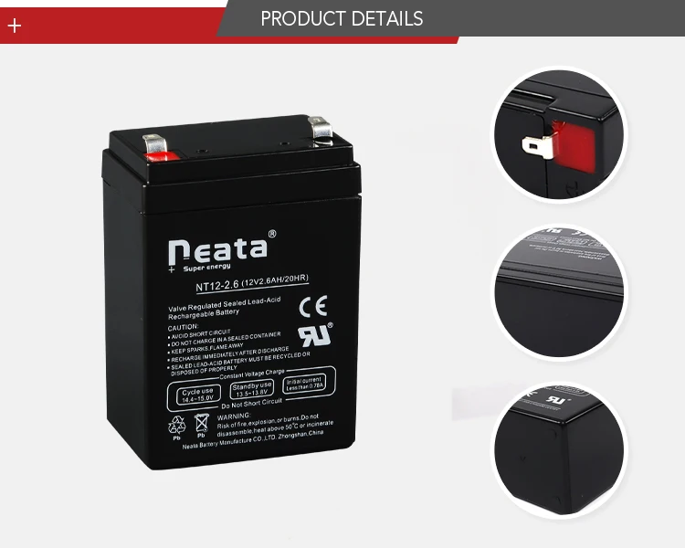 Neata Battery 12v 2.6ah Batteria Ups Nt12-2.6 Rechargeable Lead Acid ...