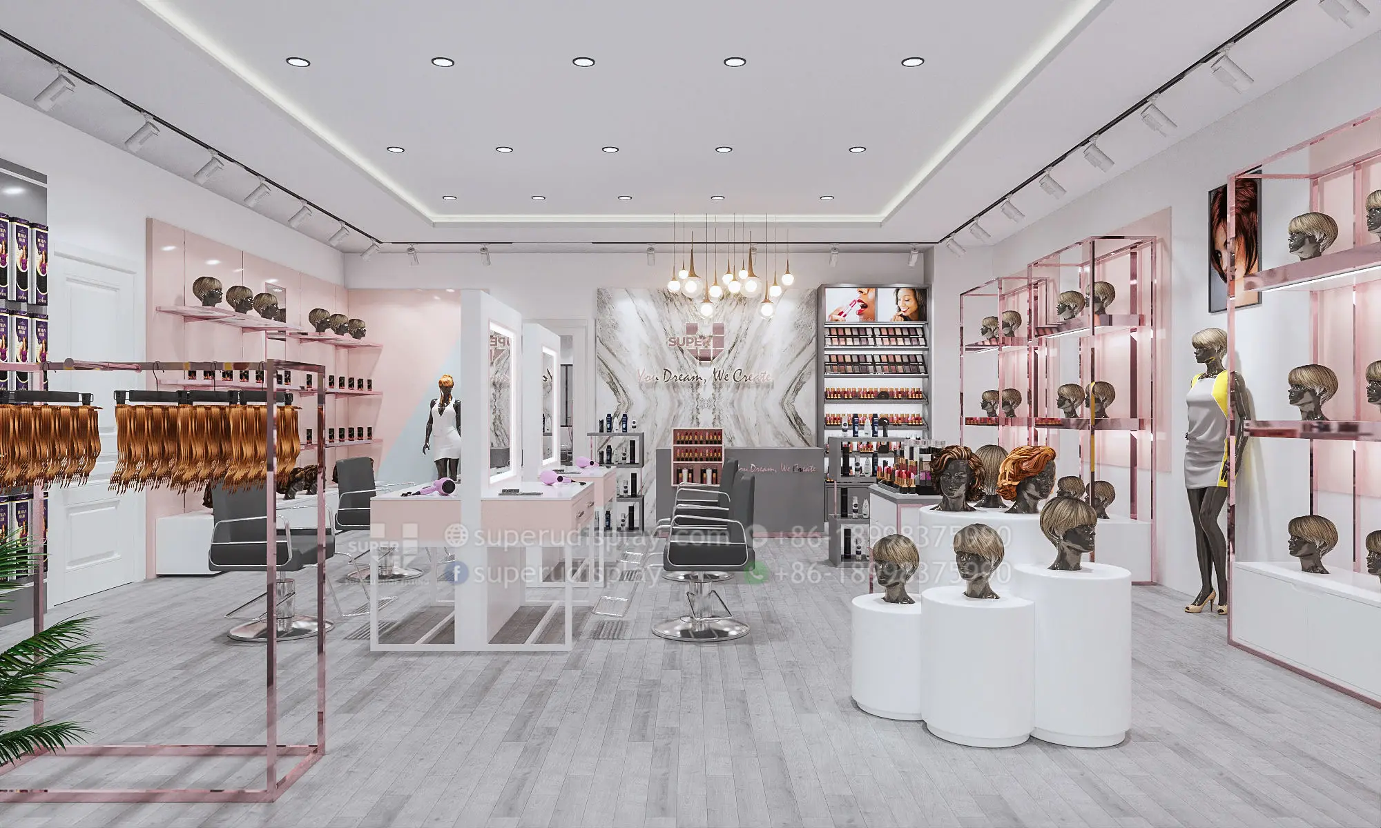 Best Interior Wig Shop Design - Luxury Display Furniture