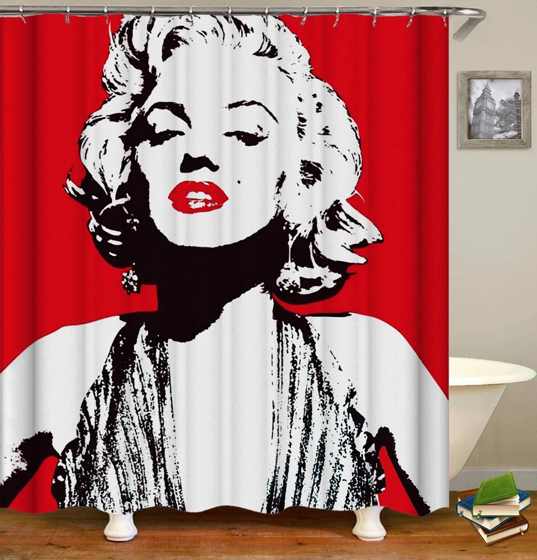 Bathroom Polyester Custom Printed Waterproof Sexy Woman Shower Curtain