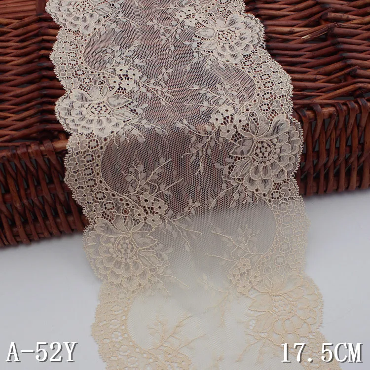 Beige Fabric Lace 7" Sheer French Stretchy Material Lace - Buy Beige ...