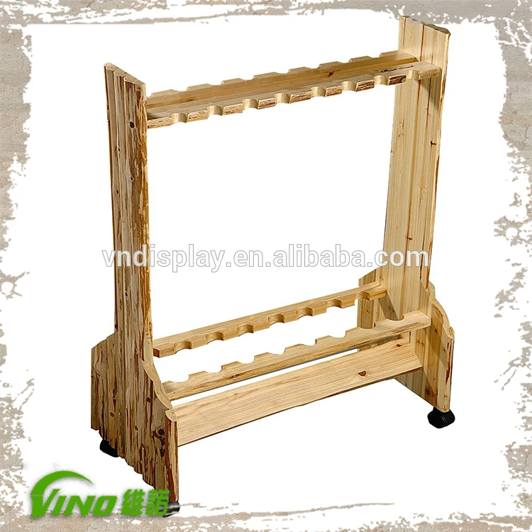 Wood Fishing Rod Display Stand - Durable Wall Mount Fishing Rod Rack ...