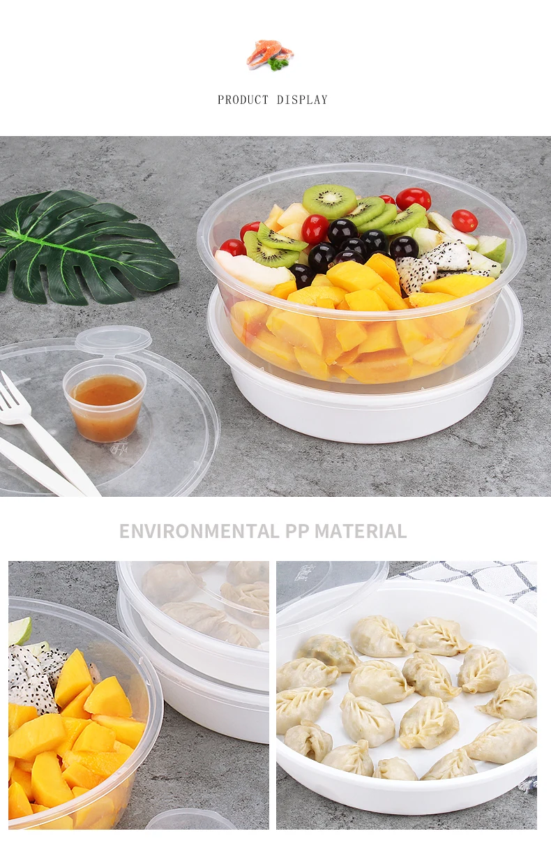 Take Away Plate Round Bowl Container Disposable Food Delivery Plastic ...
