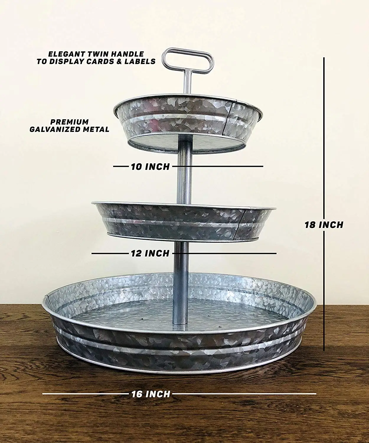 Wholesale Rustic Vintage 3 Tier Galvanized Metal Stand Twin Handle ...