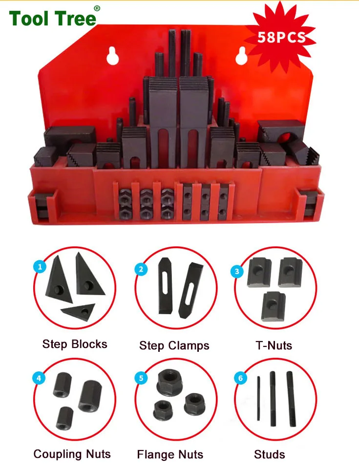 Machine Tools Milling Machine Clamping Set M10 M12 M14 58pcs Clamping ...