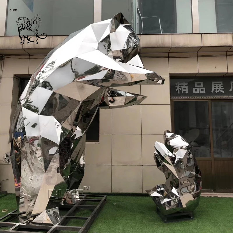 Stainless Steel Bear Sculptures - Modern Art & Collectibles