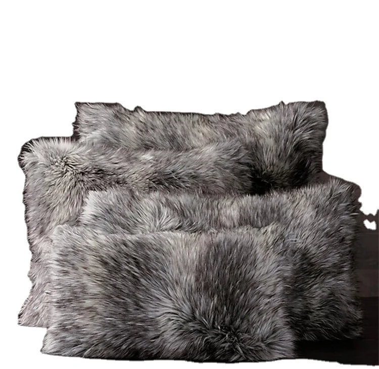Trendy Rectangle Long Hair Faux Fur Decorative Sofa Pillows - Buy High ...