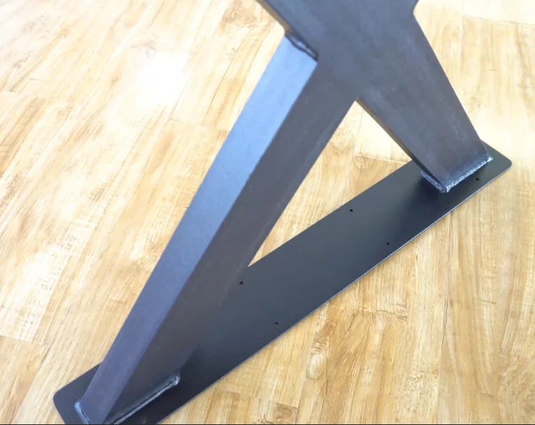 Wooden Dining Table Metal Cross Leg Iron Black Mesa Dining Room ...