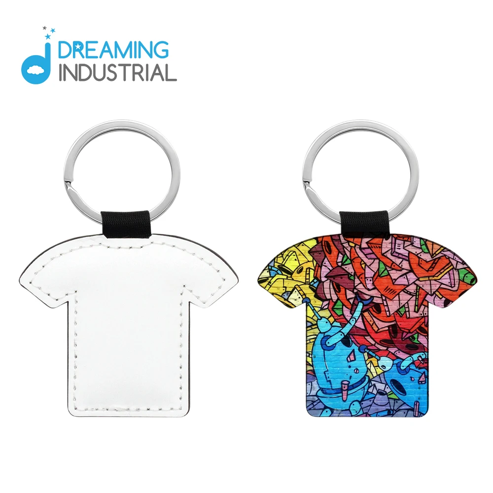 Sublimation Blank Pu Keychain With Black Edge Tshirt Shape/ Double Side ...
