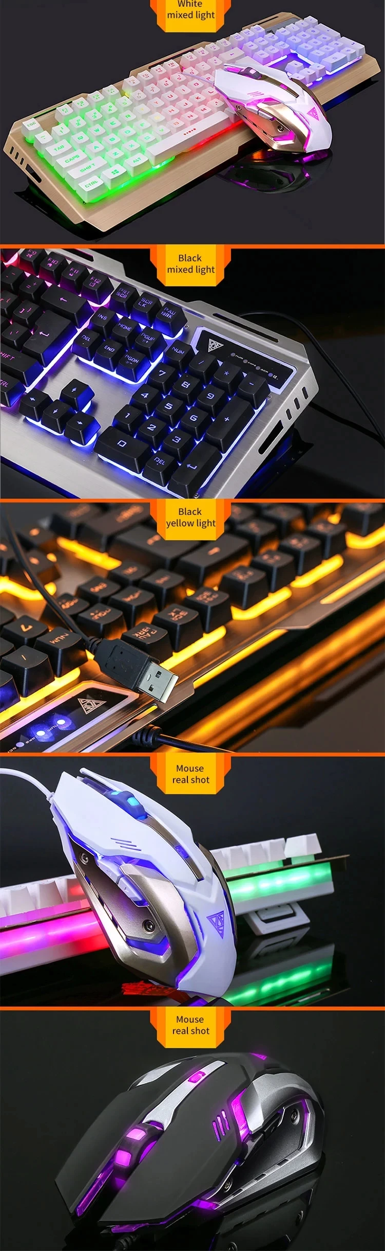 Mechanical Keyboard Usb Wired Ergonomic Backlit Mechanical Feel Gaming ...