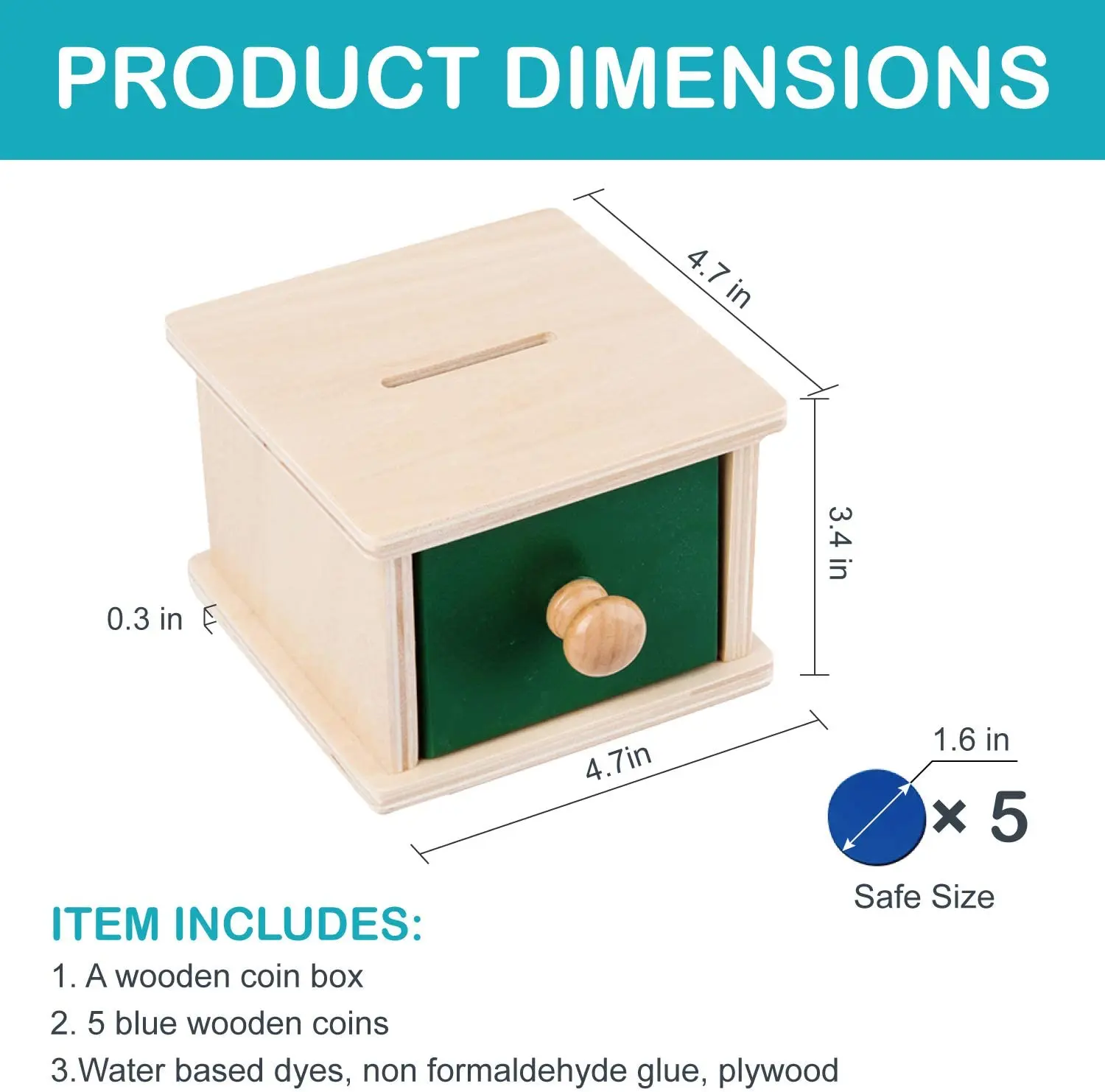 Montessori Wooden Coin Box Object Permanence Educational Toys For ...