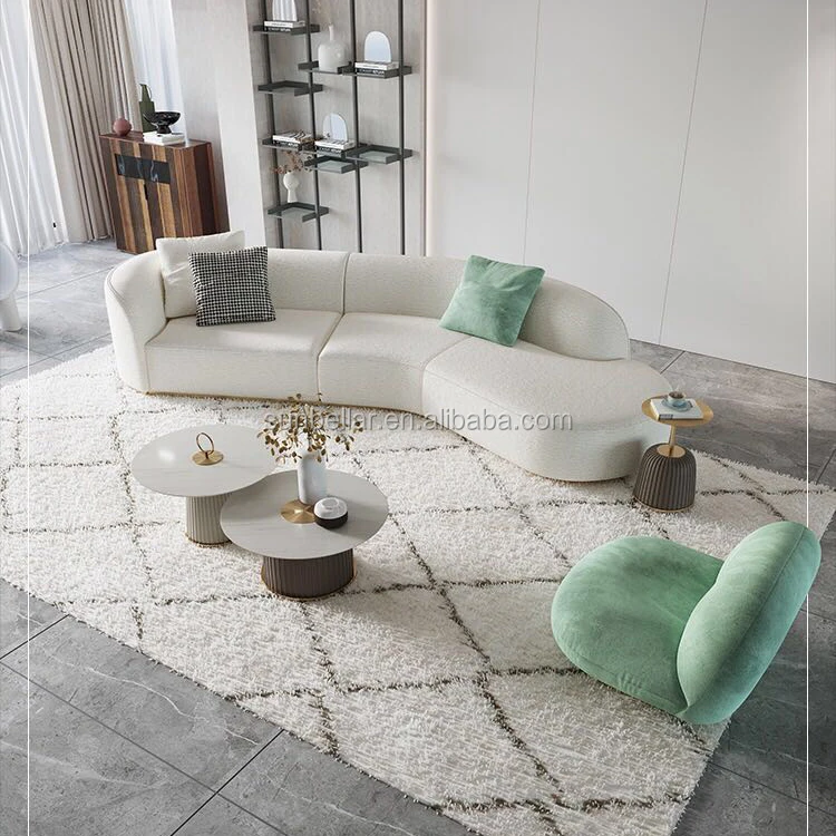 Hotel Sofa Set - Modern Nordic Lounge Couch with Boucle Fabric