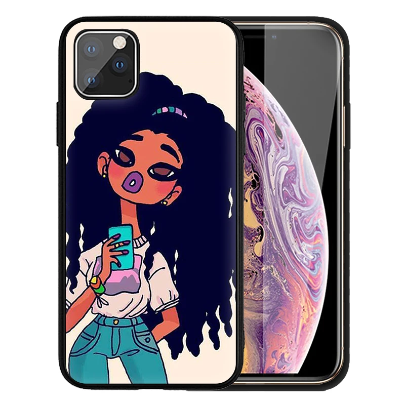 Uv Printing Afro Cute Black Girl Soft Tpu Phone Case For Iphone 12 7 8 ...