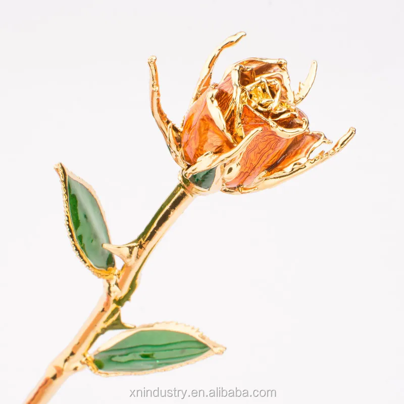 24K Real Preserved Rose with Stems - Forever Rose Gold