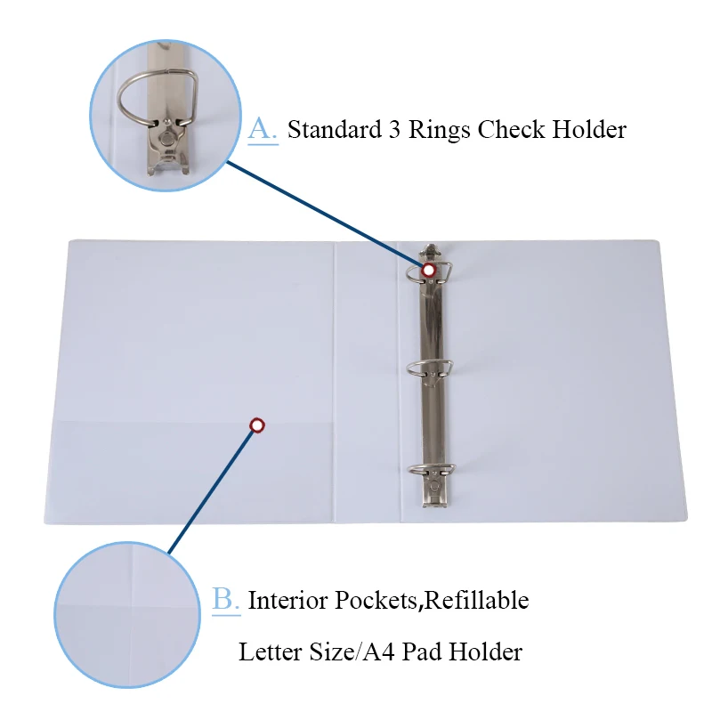 Custom A4 PVC Plastic Hard Cover 3D Ring Binder Printing