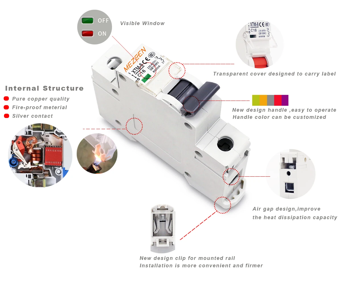 Fire-proof High Quality Full Copper 32 Amp Mccb Etn Mcb
