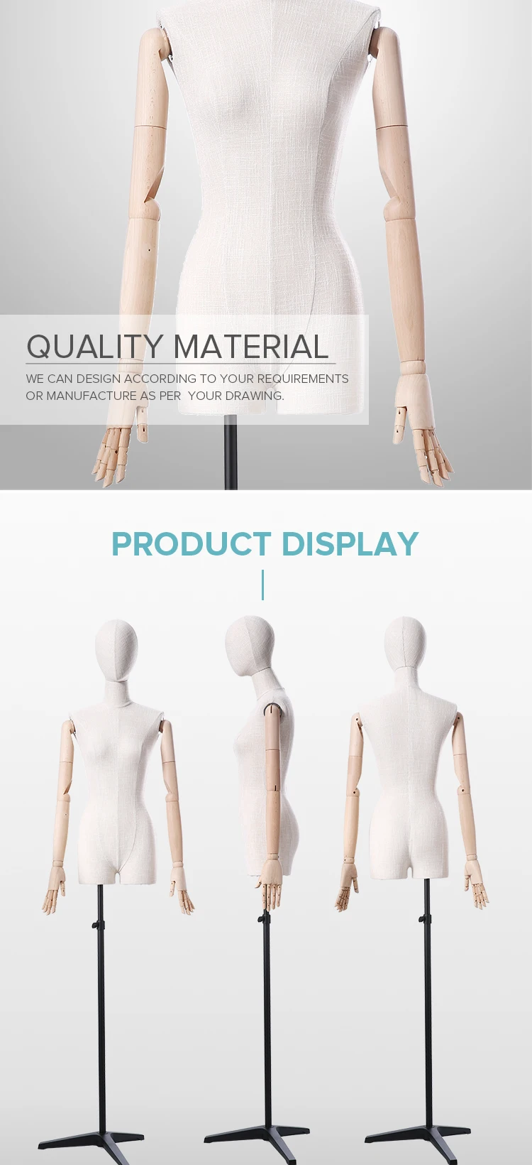 UK Warehouse Female Foam Mannequin Half Body Dressmaker Dummy Linen ...