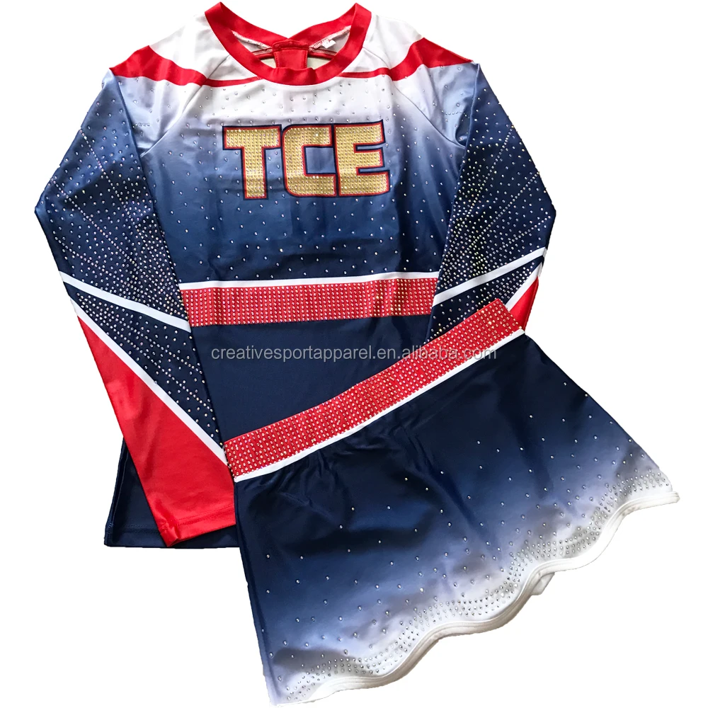 Rhinestone Cheerleading Uniforms Custom Competition All Stars Teal And ...