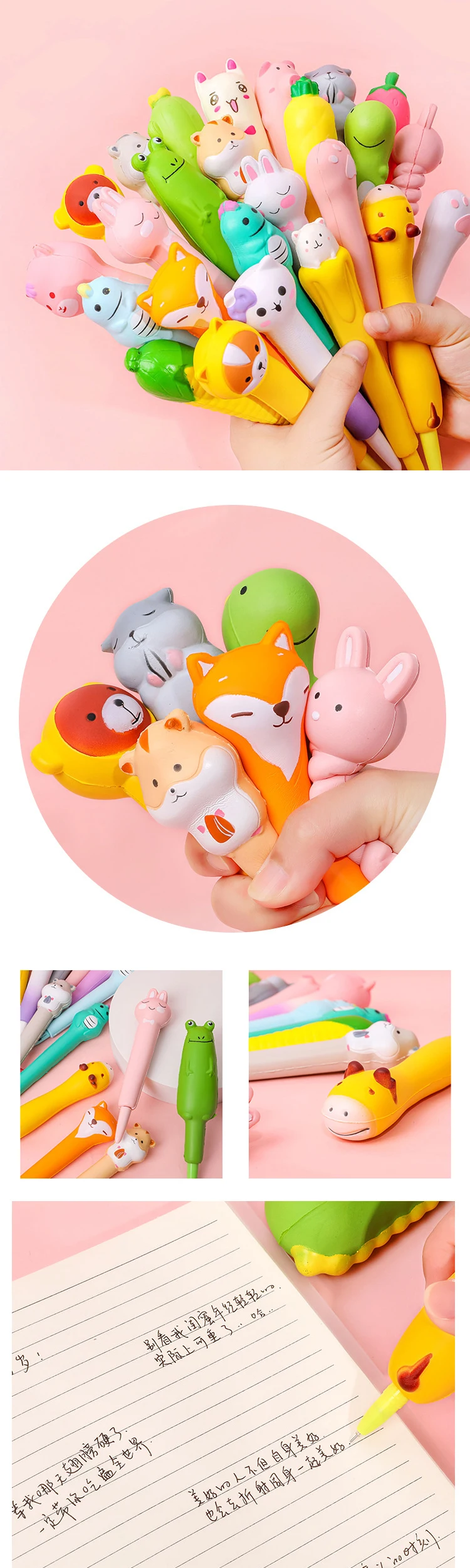 School Kawaii Cute Cartoon Toy 3D Animal Shape Soft Sponge Pen for Kids ...