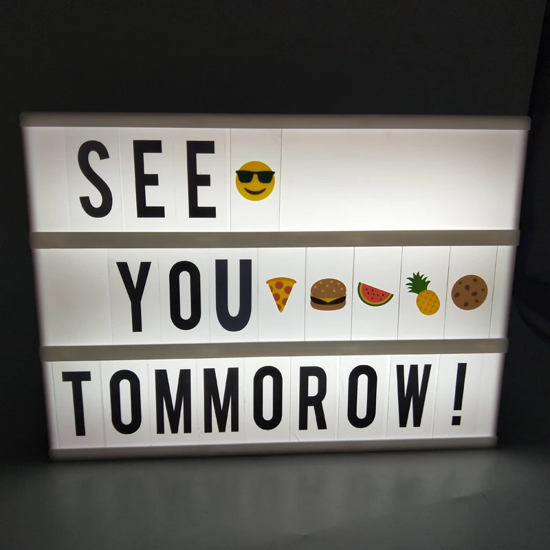 Cinematic Led Light Up Sign Box Lightbox Message Board With96pcs Letter ...
