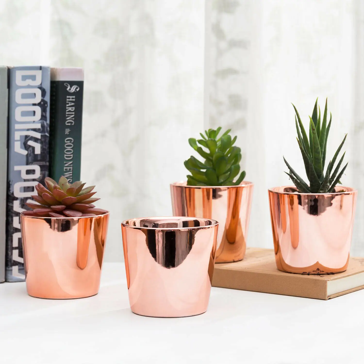 Modern Electroplating Ceramic Flower Arrangement Round Vase Base Indoor ...