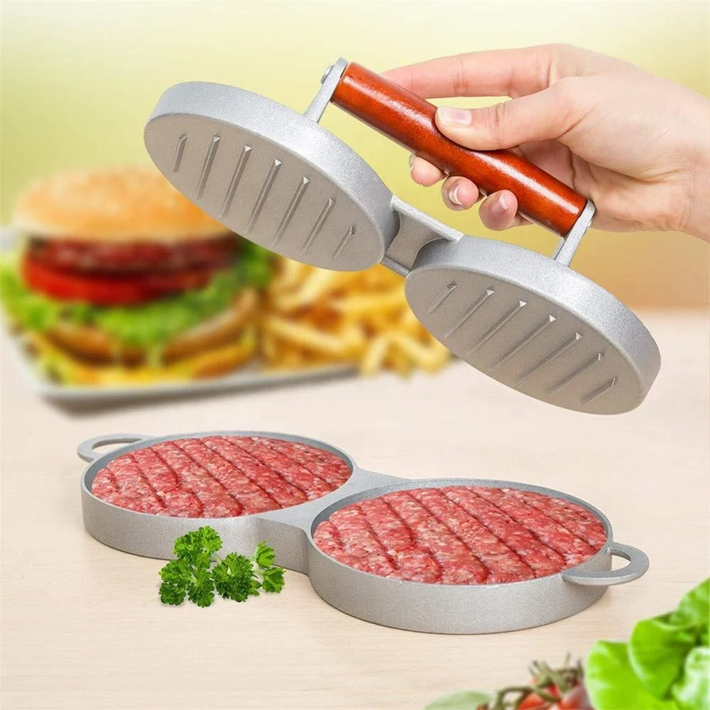 Double Steel Mini Hamburger Maker Slider Press Burger Mold Bbq Cookware ...