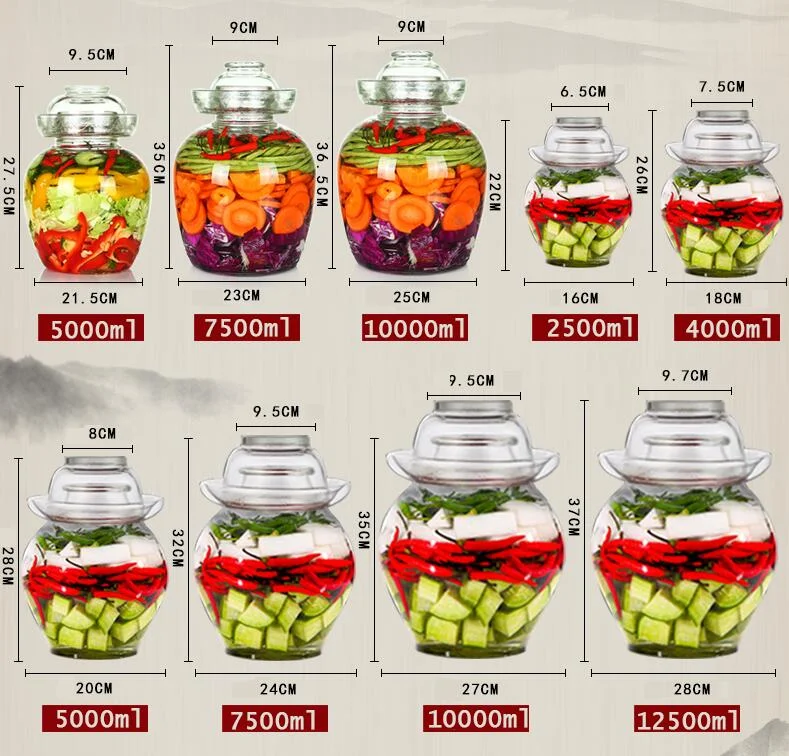 2.5L to 12.5L Water Seal Glass Pickle Jars for Fermentation