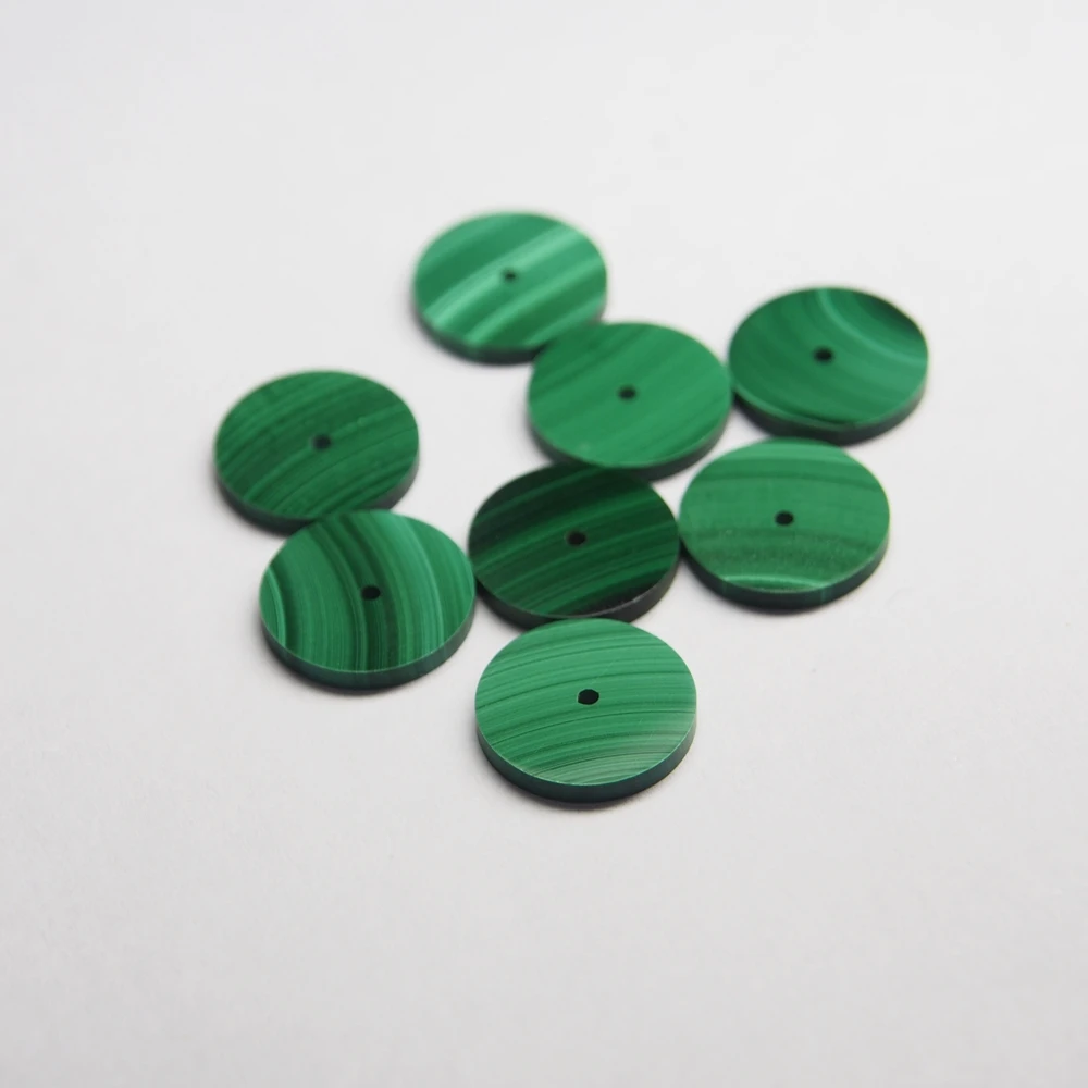 Natural Malachite Small Round Coin Sheet Malachite Drilling Hole Loose ...