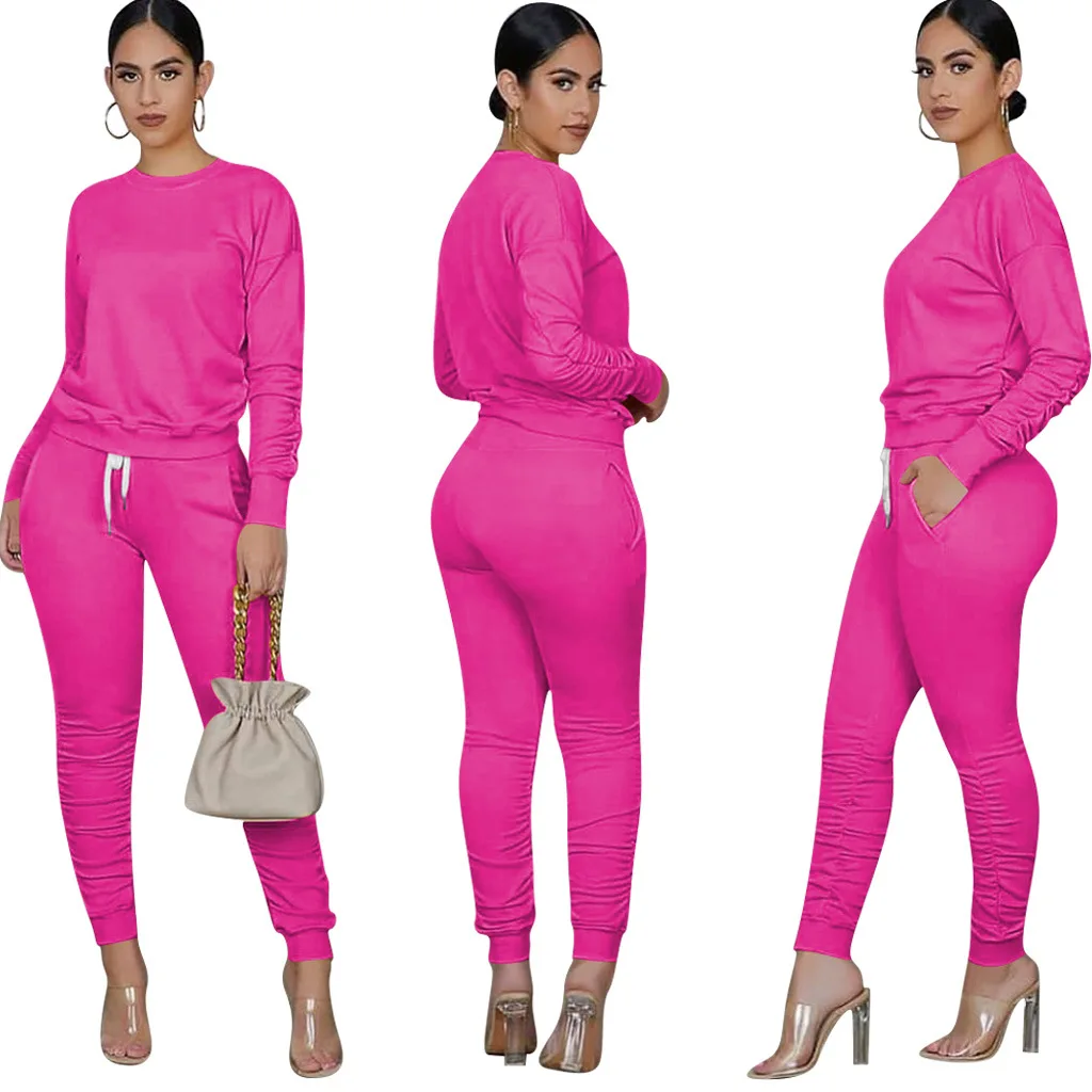 Women Sets Fall Two Piece Outfits Stacked Pants Women Two Pieces Long ...