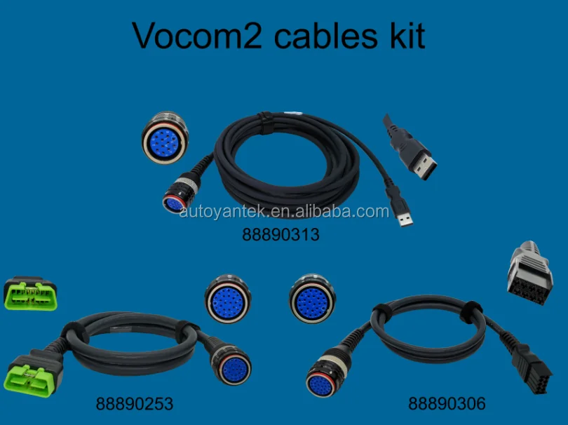 Vocom 2 Cable Set 88890253 88890313 88890306 for Heavy Duty Trucks