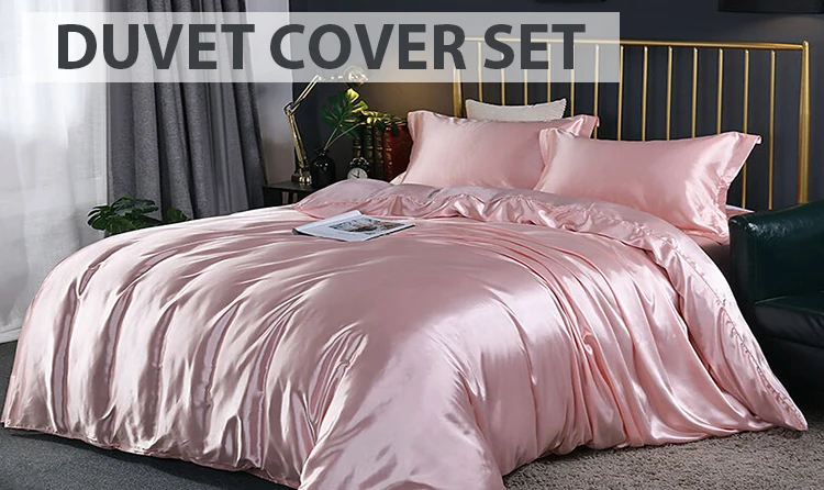 Amazon Hot Sale Luxury Oeko-tex Bed Sheets Silky Satin Bedding Set ...