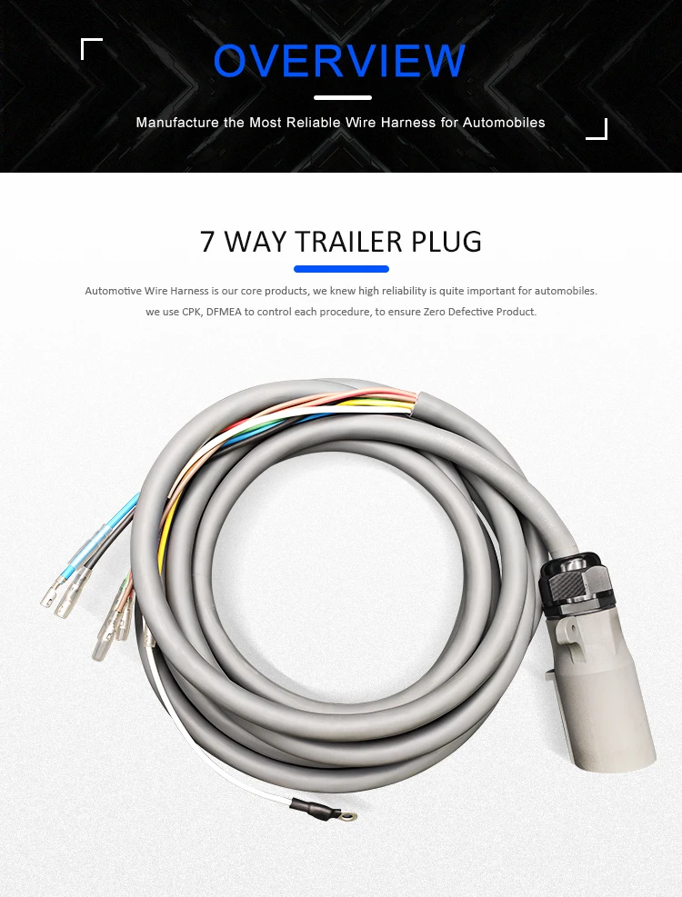 Waterproof 7 Way Trailer Plug Cable for Campers & Trucks