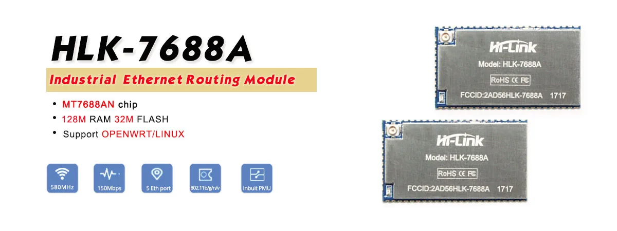 Placa de desarrollo de flash hi-link HLK-7688A 128M Ram/32M puerto serie UART módulo wifi SPI ...