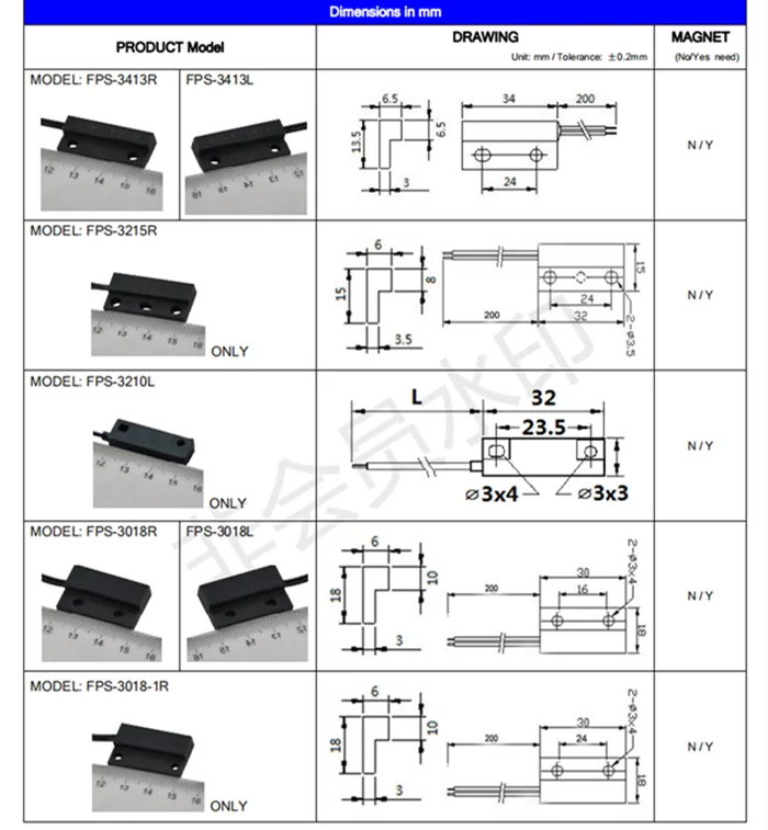 rectangular/cylindrical plastic molded magnetic reed proximity switch ...