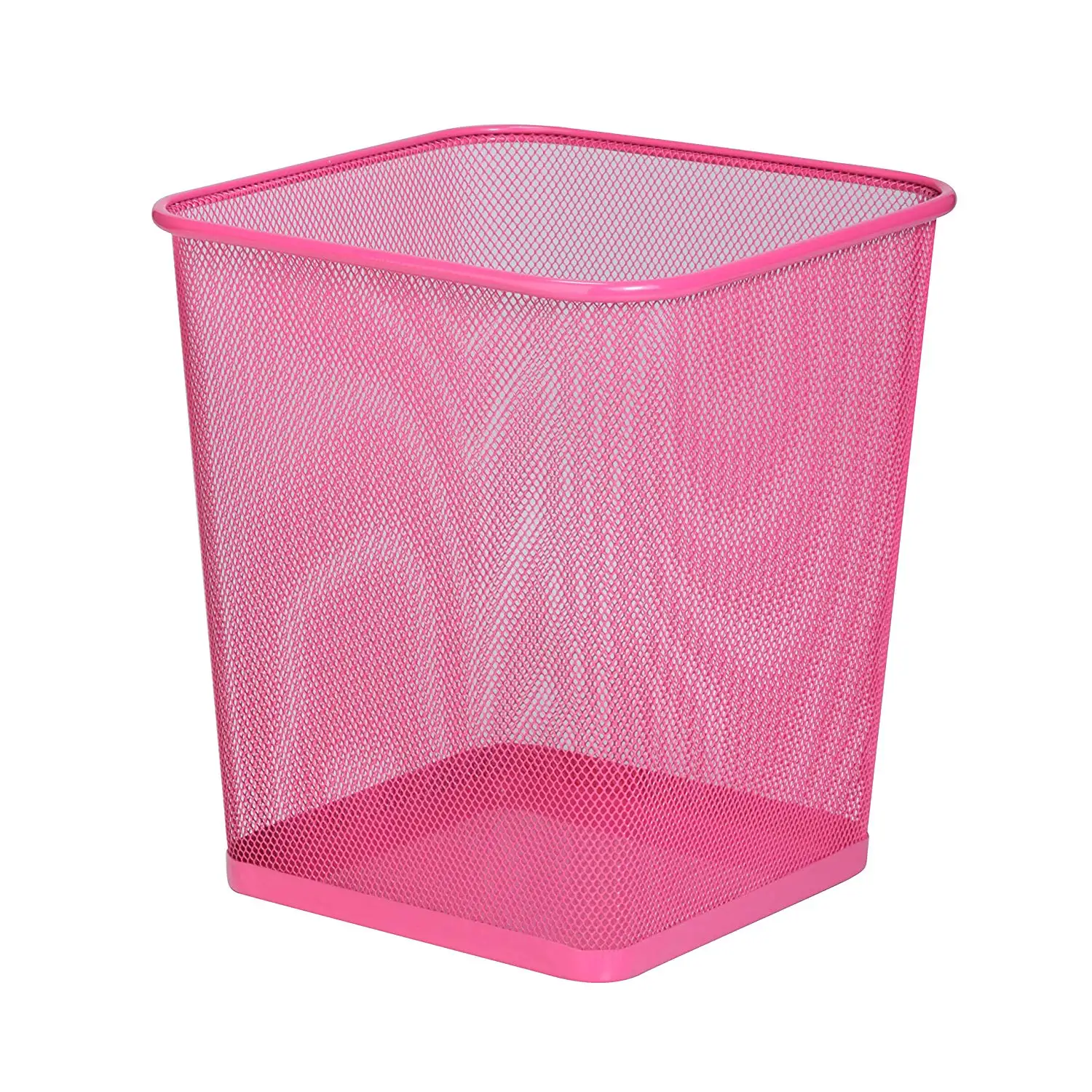 Metal Mesh Pink Wastebasket Trash Bin Circular Rubbish Recycle Bins For ...