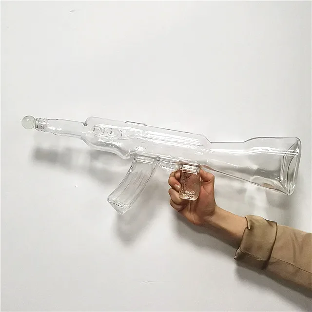 Clear Ak 47 Gun Shaped Glass Wine Bottle With Cork Lid - Buy Ak 47 Gun ...