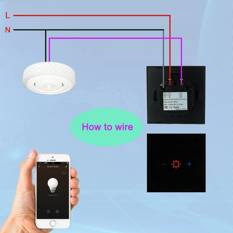 Smart Home WiFi Controlled LED Dimmer Switch Wireless Touch Dimmer ...