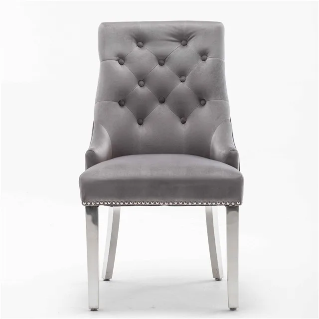 Velvet Fabric Wooden High Back Dining Chair With Ring Knocker - Buy ...