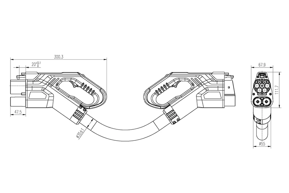 DUOSIDA CCS2 to CCS1 Combo 2 to Combo1 Fast Charging Connector Adapter ...