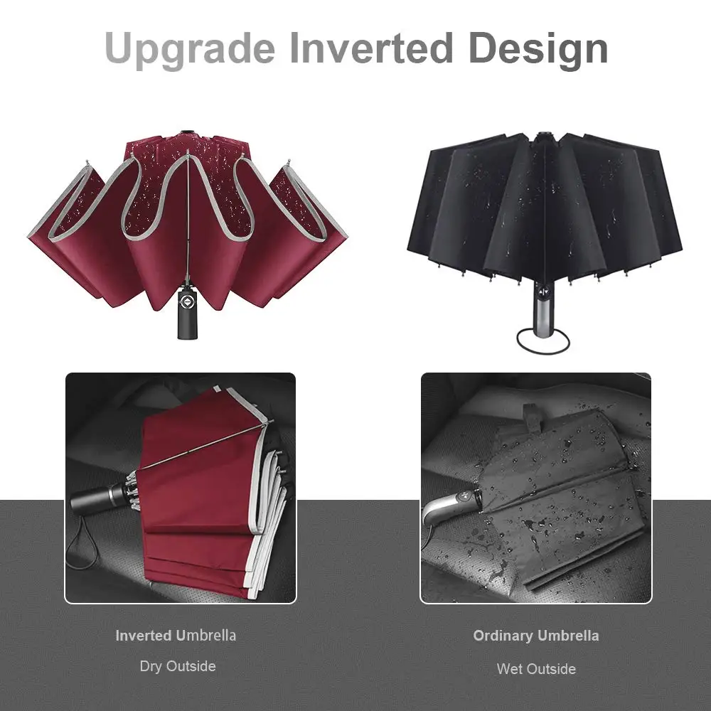 Automatic Folding Inverted Umbrella Custom Reflective Inverted Umbrella ...
