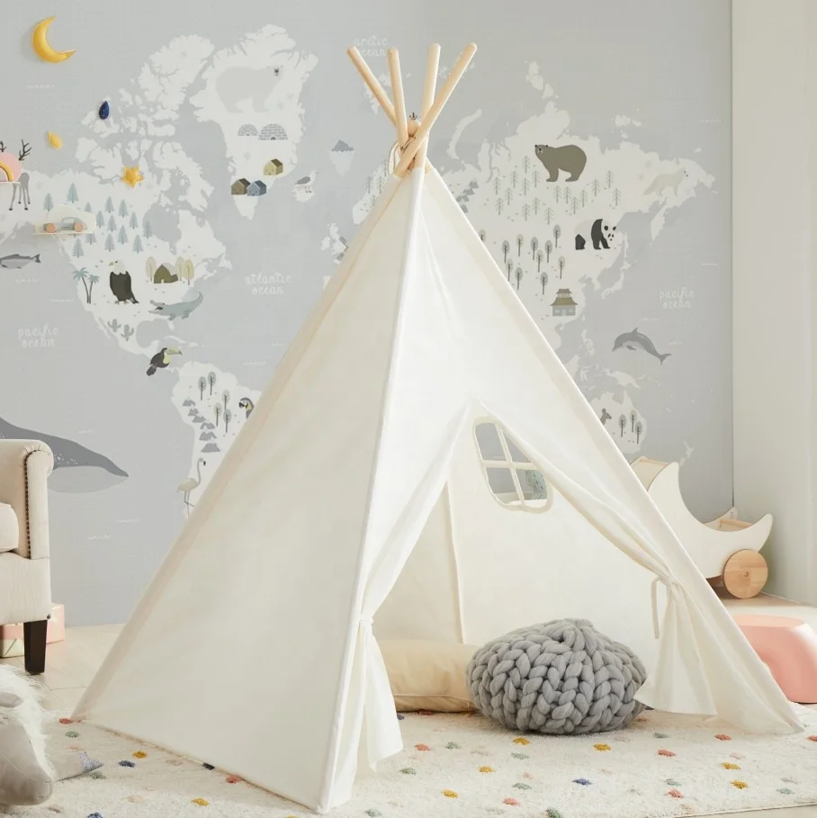 4-walls Teepee Tent - Fun Kids Playhouse with Screen & Window