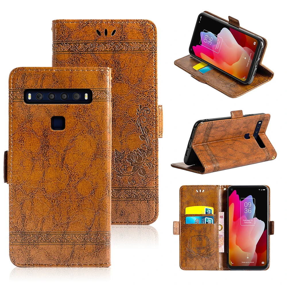 Leather Flip Case For Tcl 10l Case Wallet Card Slot Phone Cover For ...