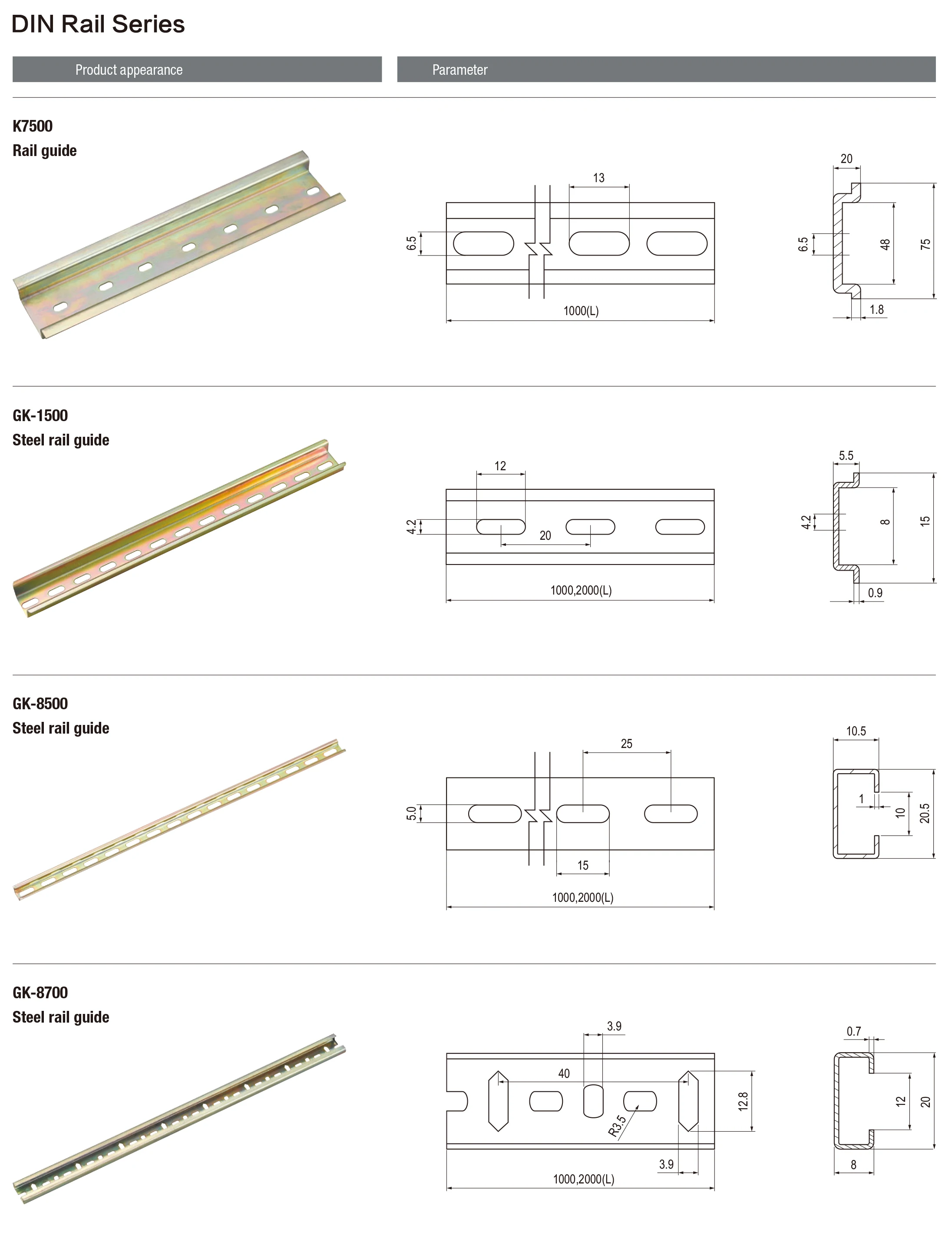 35mmx7.5mm Standard Aluminum Din Rail For Power Supply Installation ...