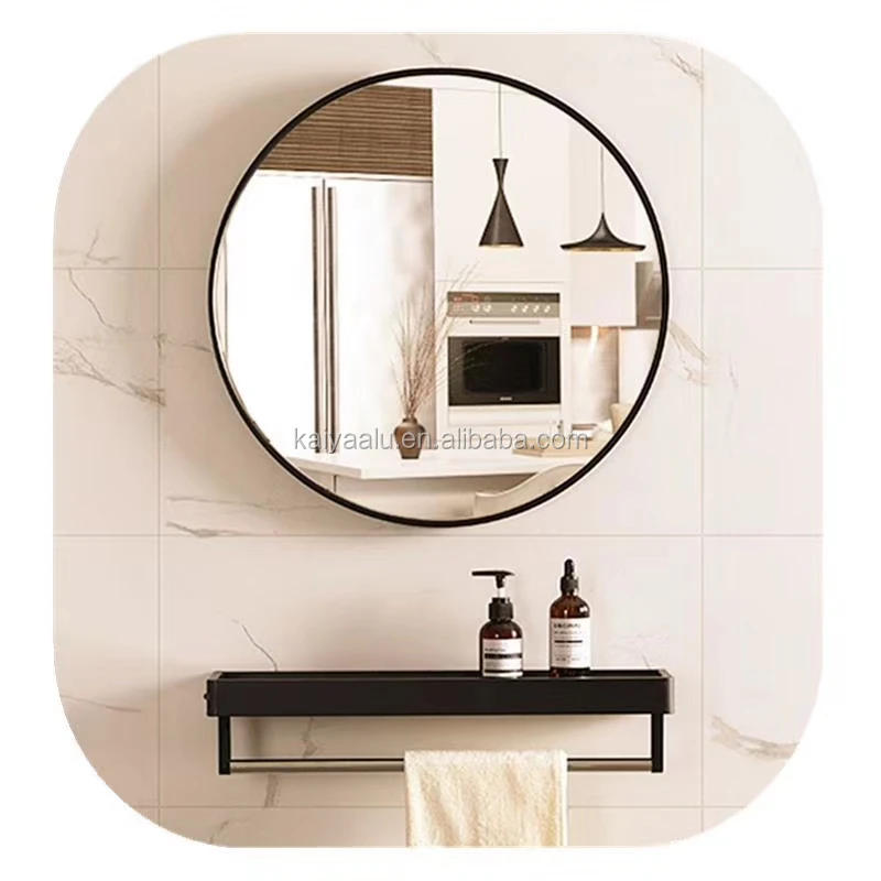 High End Anodized Aluminium Profile Brushed Gold Round Aluminium Mirror ...