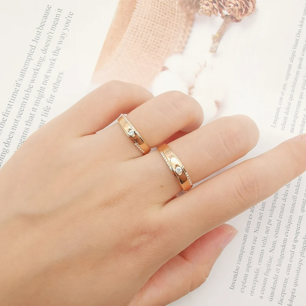 Elegant 18k Real Solid Gold Lover Ring Fine Jewelry 18k Rose Gold ...