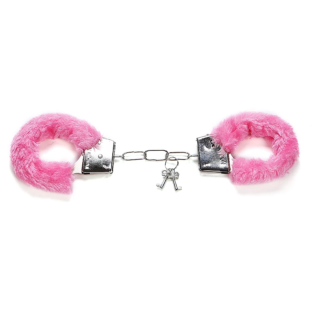 Stainless Steel Plush Metal Handcuffs for BDSM Games