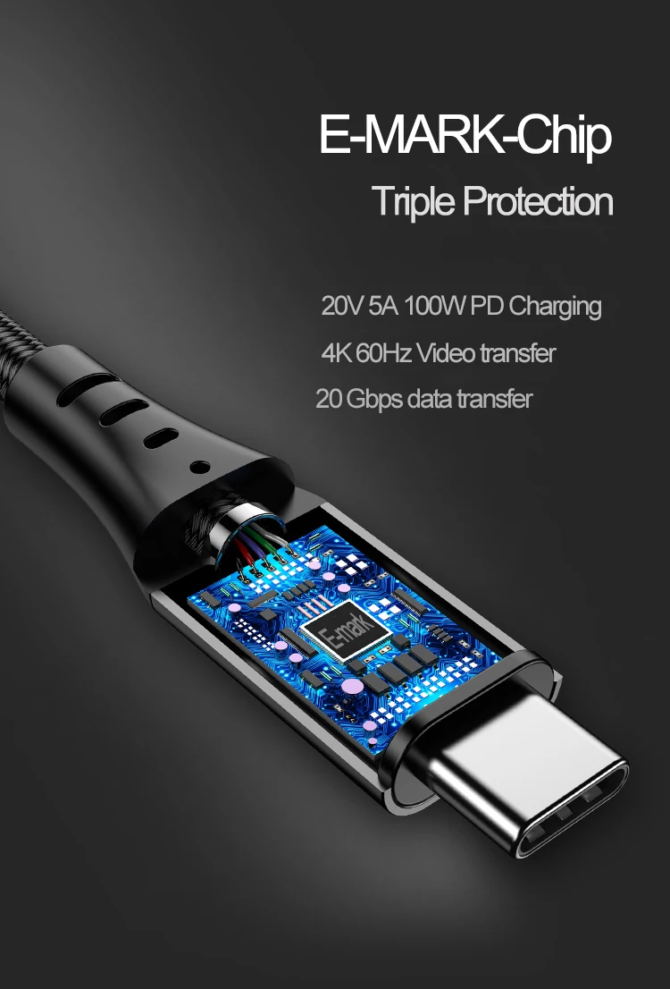 Full Function E-mark 100w 10gbps 20v/5a Pd Fast Charging Usb 3.1 C To C ...